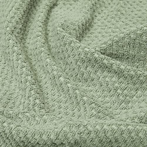 Amazon Basics Odor Resistant Textured Bath Towel Set - 6-Pieces, Cotton, Green
