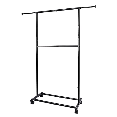 Horizontal and Vertical Black Double Rod Garment Rack