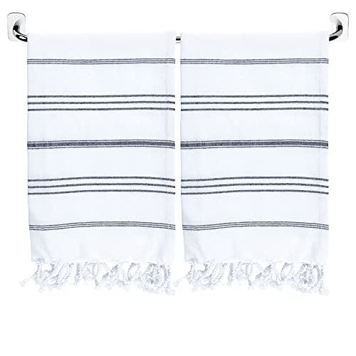 Blutao River Black and White Hand Towels Bathroom & Kitchen with Tassels - Decorative Turkish Style Farmhouse Hand Towels Bathroom - 18x40 Set of 2 Bathroom Hand Towels Decorative Set