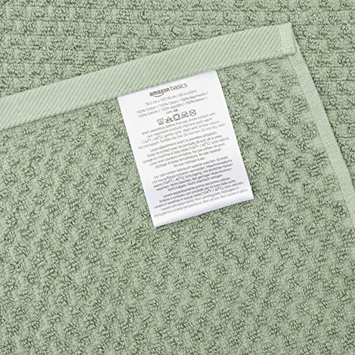 Amazon Basics Odor Resistant Textured Bath Towel Set - 6-Pieces, Cotton, Green