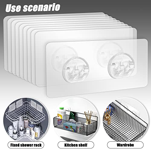 Rcybeo 20 Pack Shower Caddy Adhesive Hooks Replacement, Adhesive Hooks for Shower Strong Sticker Hooks for Bathroom Replacement,No Drilling Shower Kitchen Accessories