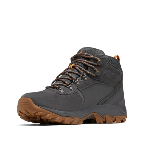 Columbia Men's Newton Ridge Plus II Suede Waterproof Hiking Shoe, Dark Grey/Gold Amber, 10