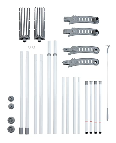 WENKO Herkules Flex Garment Rack, Rail, Adjustable, Tension Rod, Heavy Duty, for Hanging Clothes, Storage, Organizer, with Shelves, 14.2 x 74.8 x 118.1 inch, White