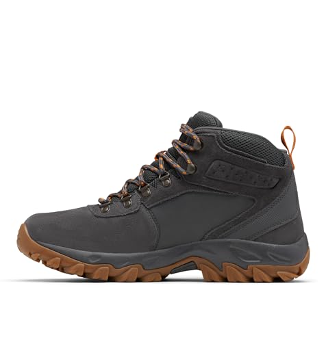 Columbia Men's Newton Ridge Plus II Suede Waterproof Hiking Shoe, Dark Grey/Gold Amber, 10