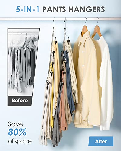 CINKSY Pants Skirt Hangers Space Saving 5 Layers with Non-Slip Foam Padded Swing Arm 9 Pack