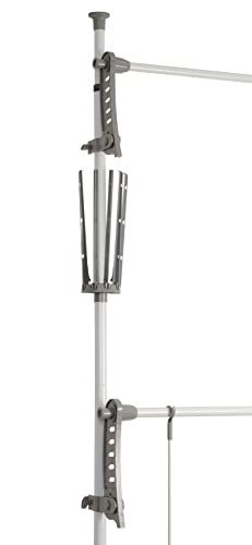 WENKO Herkules Flex Garment Rack, Rail, Adjustable, Tension Rod, Heavy Duty, for Hanging Clothes, Storage, Organizer, with Shelves, 14.2 x 74.8 x 118.1 inch, White