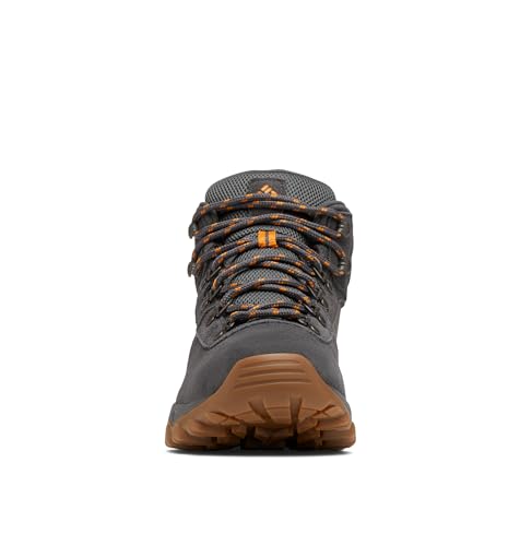 Columbia Men's Newton Ridge Plus II Suede Waterproof Hiking Shoe, Dark Grey/Gold Amber, 10