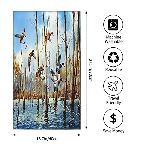 COVASA Duck Hand Towels for Bathroom Set of 2 Mallard Duck Flying Fall Wildlife Animal Hunting Microfiber Small Bath Towels Highly Absorbent Kitchen Dish Fingertip Shower Towel for Spa Gym,15.7"x27.5"