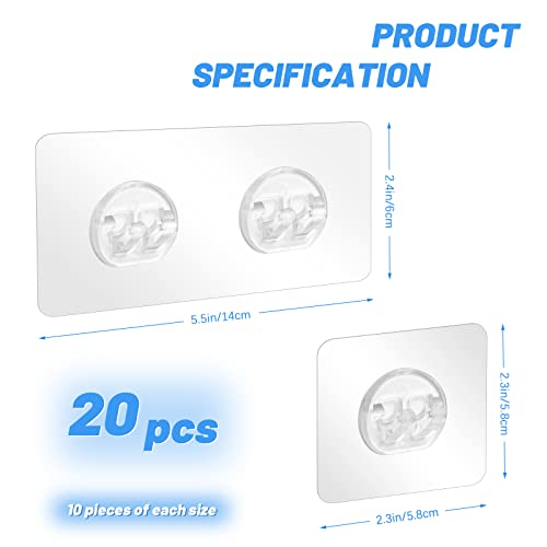 Rcybeo 20 Pack Shower Caddy Adhesive Hooks Replacement, Adhesive Hooks for Shower Strong Sticker Hooks for Bathroom Replacement,No Drilling Shower Kitchen Accessories