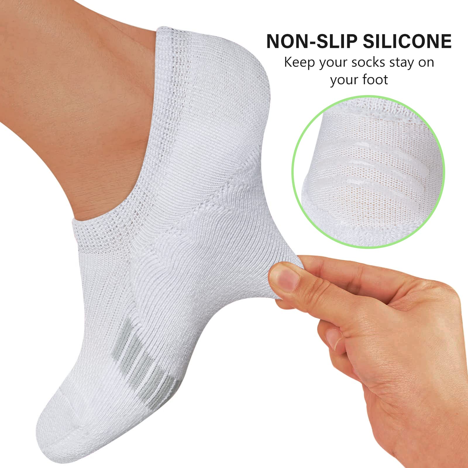 Amutost No Show Socks Womens White Running Thick Low Cut Athletic Ankle Soft 5-6 Pairs