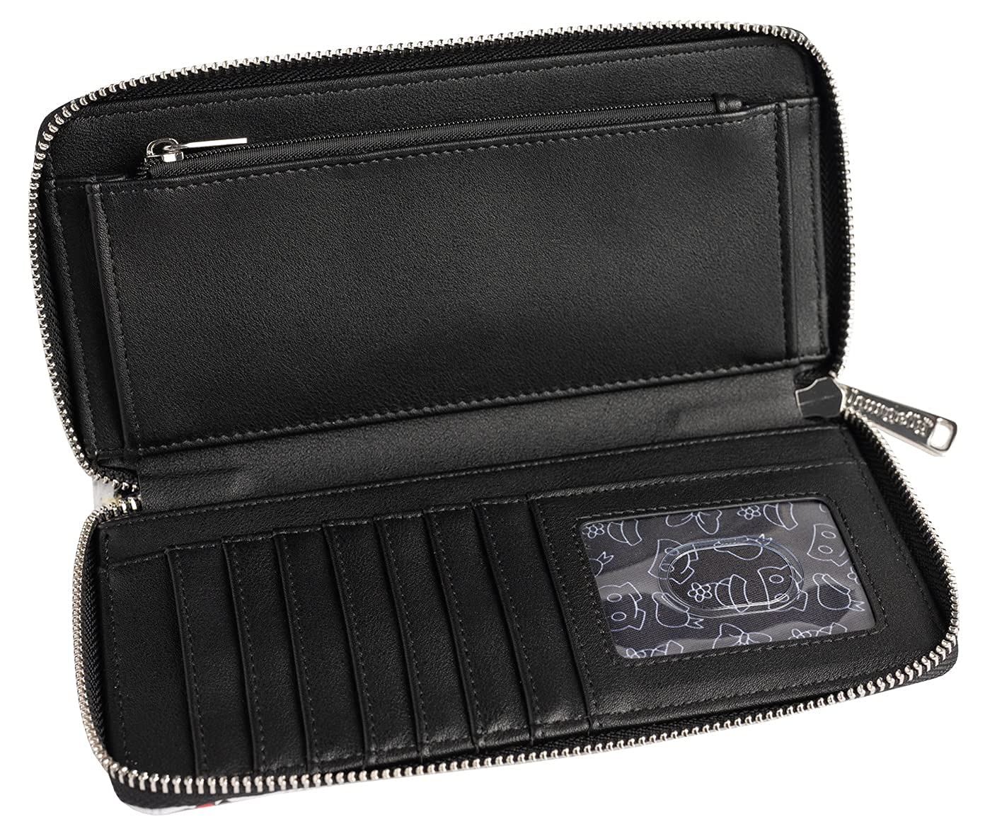Loungefly Disney Wallet Mickey Minnie Mouse Daisy Donald Duck Zip Clutch White Saffiano Faux Leather