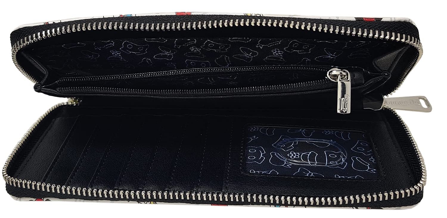Loungefly Disney Wallet Mickey Minnie Mouse Daisy Donald Duck Zip Clutch White Saffiano Faux Leather