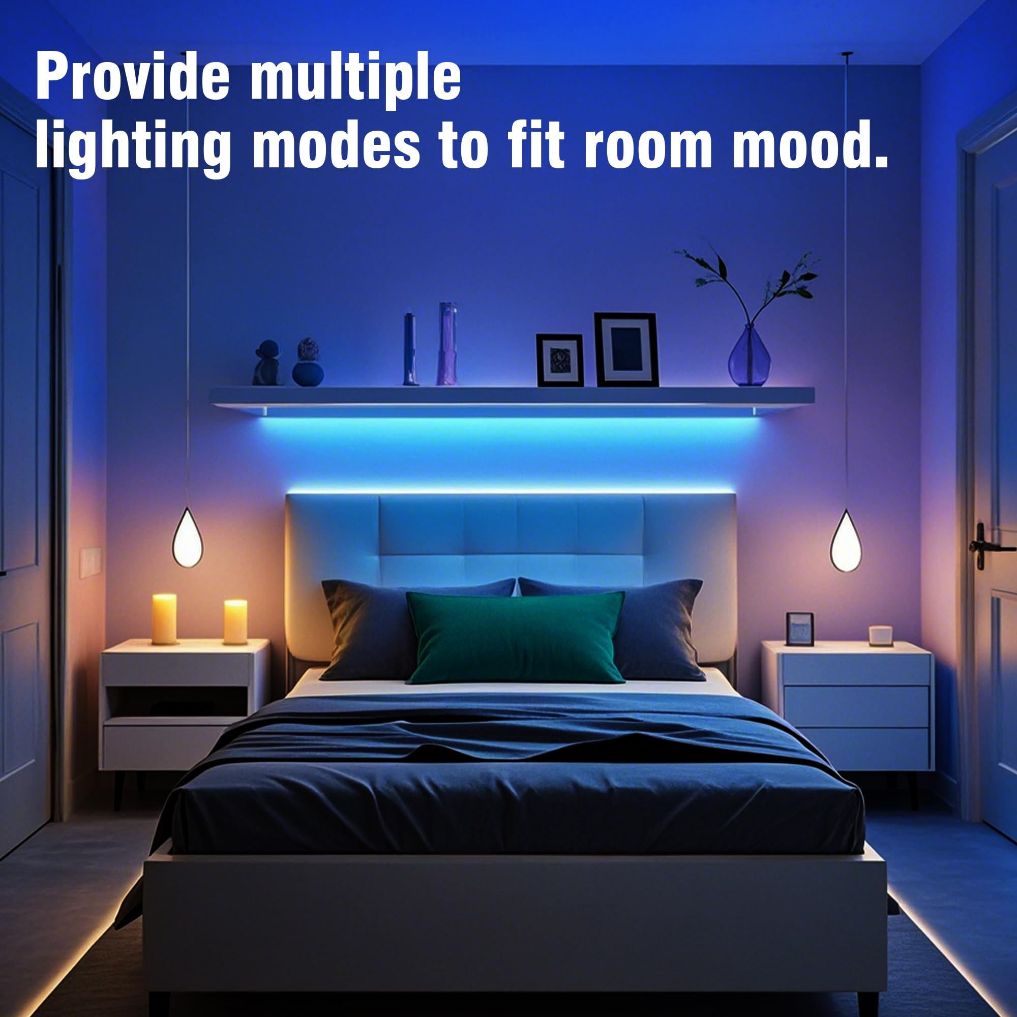 VOLIVO 100ft RGB Led Strip Lights, Color Changing Led Light Strips Kit with 24 Keys IR Remote Control, Music Sync Lighting for Bedroom, Room, Home