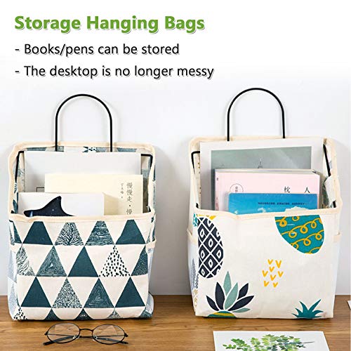 XIAOQI 2Pack-Wall Hanging Storage Bag, Waterproof Over The Door Closet Organizer Hanging Pocket Organizer, Linen Cotton Organizer Box Containers for Bedroom, Bathroom Dormitory