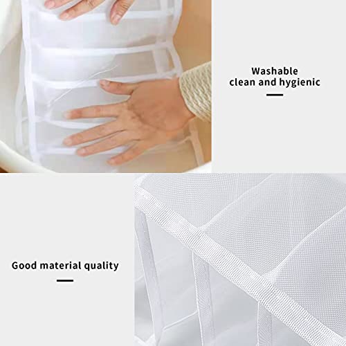 Xiaoxiuqiu Wardrobe Clothes Organizer For Folded Clothes(2pcs), 7 Grids closet organizer Drawer Dividers For Jeans leggings In Bedroom,Mesh Plastic White (M-Jeans Grid + S-Leggings Grid)