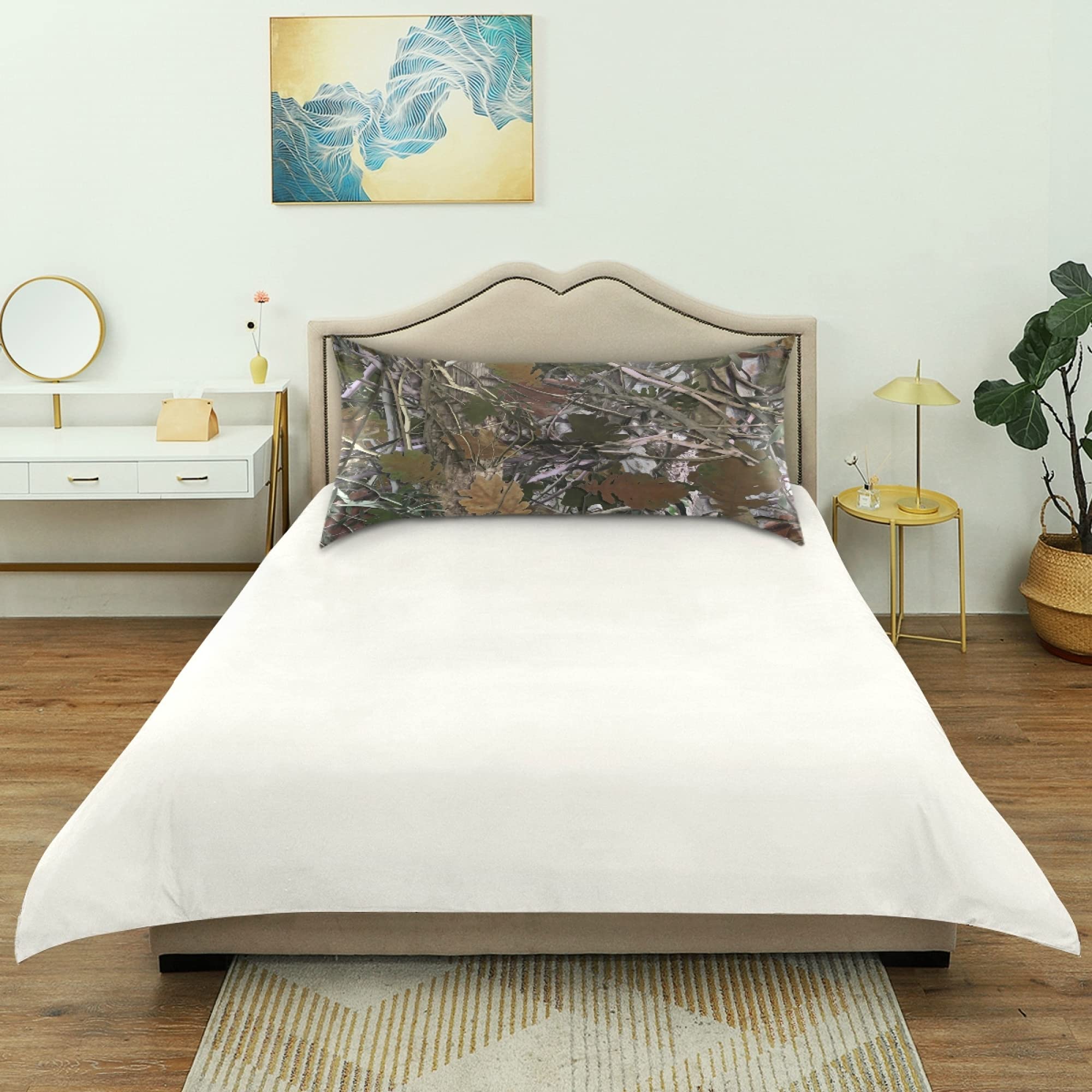 Dalzium Camo Satin Pillowcase for Hair and Skin, Real Tree Camouflage Pattern Silk Pillow Case with Envelope Closure, Standard Size 20x26 inches, 1 PC