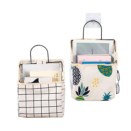 XIAOQI 2Pack-Wall Hanging Storage Bag, Waterproof Over The Door Closet Organizer Hanging Pocket Organizer, Linen Cotton Organizer Box Containers for Bedroom, Bathroom Dormitory