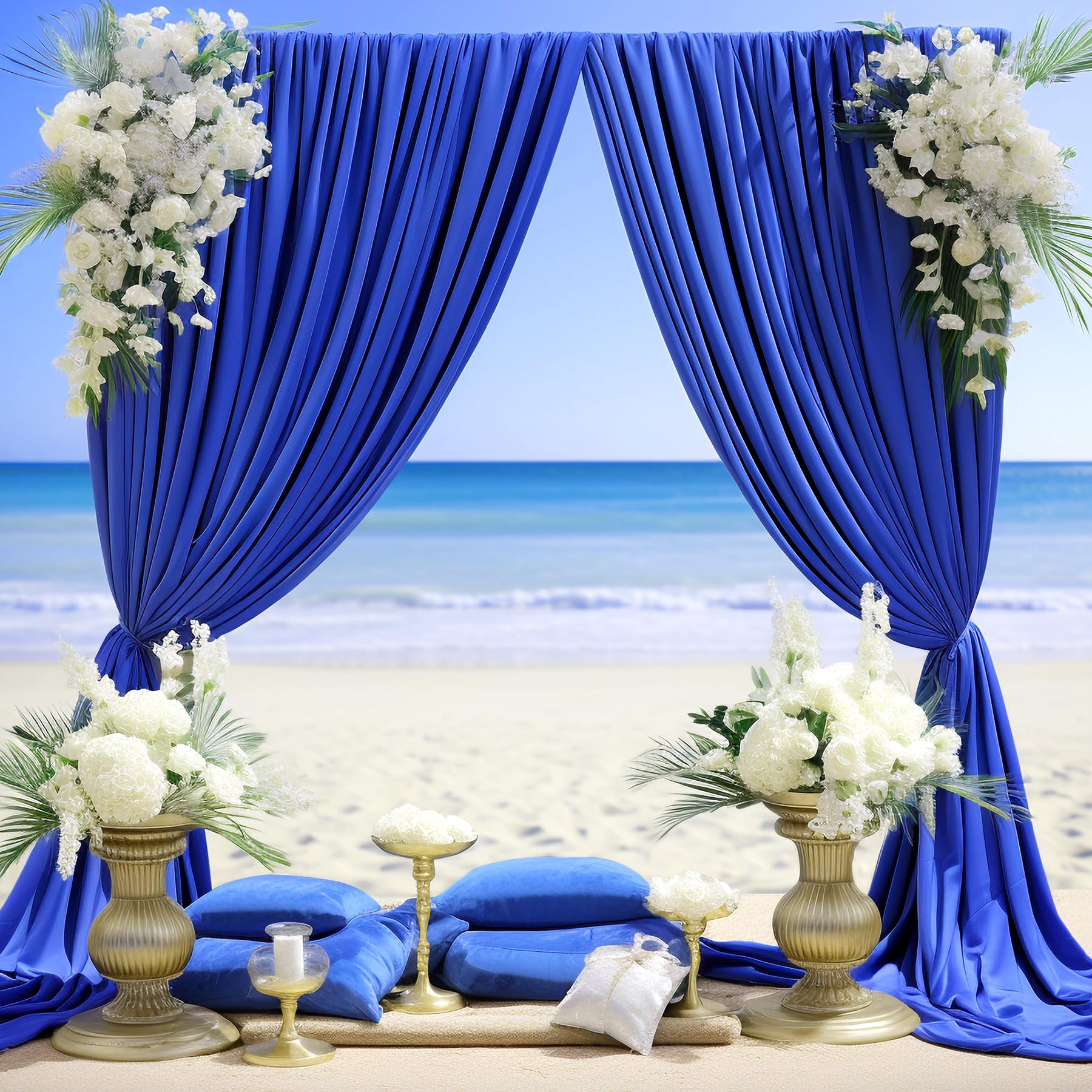 10ft x 7ft Royal Blue Backdrop Curtain for Parties Blue Wrinkle Free Backdrop Drapes Panels for Baby Shower Birthday Party Wedding Photo Photography Polyester Fabric Background Decoration