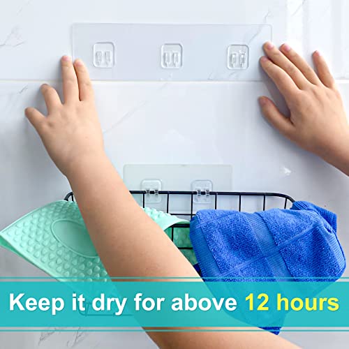 NEWJINXIN 10 Packs Shower Caddy Adhesive Hooks Replacement Transparent Sticker Hook, Strong Sticker Hooks for Kitchen,Bathroom Shower Caddy,No Drilling Bath Toilet Kitchen Organizer Accessories