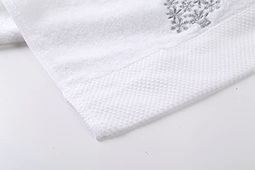 2 Pack Christmas Hand Towels 100% Cotton Embroidered Premium Luxury Decor Bathroom Decorative Dish Towels Set for Drying, Cleaning, Cooking, Holiday Towels Gift Set 13.7'' x 29.5''