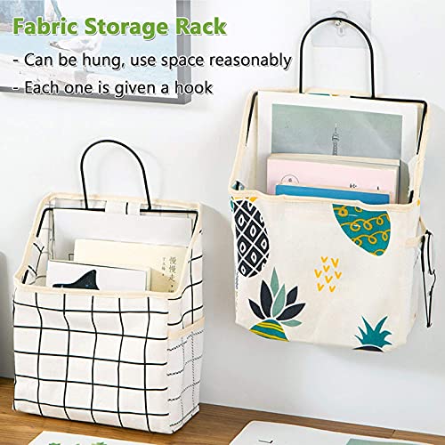 XIAOQI 2Pack-Wall Hanging Storage Bag, Waterproof Over The Door Closet Organizer Hanging Pocket Organizer, Linen Cotton Organizer Box Containers for Bedroom, Bathroom Dormitory