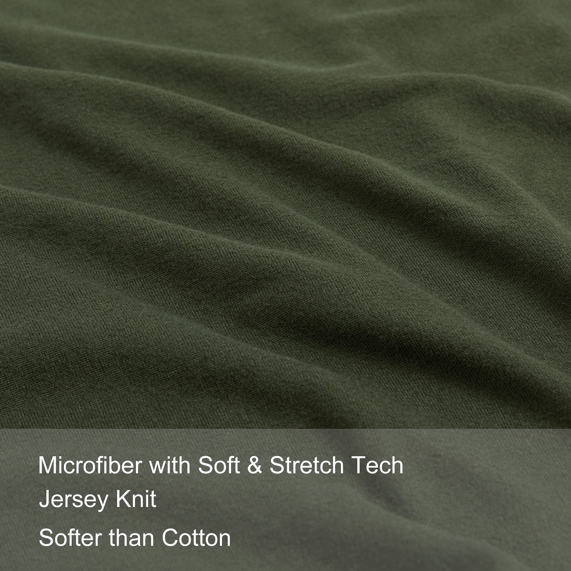 2-Pack Stretch Pillow Cases - Jersey Knit & Envelope Closure Pillowcases with Ultra Soft T-Shirt Like Polyester Blend - Suitable for Queen or Standard Size Set of 2, Dark Olive