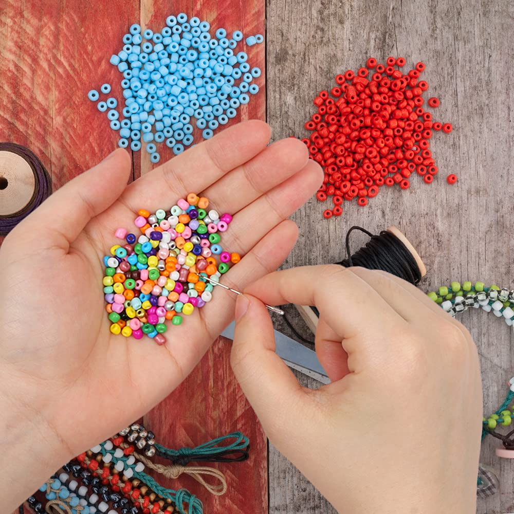 MIKIMIQI 2200pcs Glass Seed Beads Bulk, 4mm 6/0 Pony Beads Bulk for Jewelry Making Mini Spacer Beads Loose Beads Craft Small Glass Seed Beads for DIY Bracelet Wrist (White)