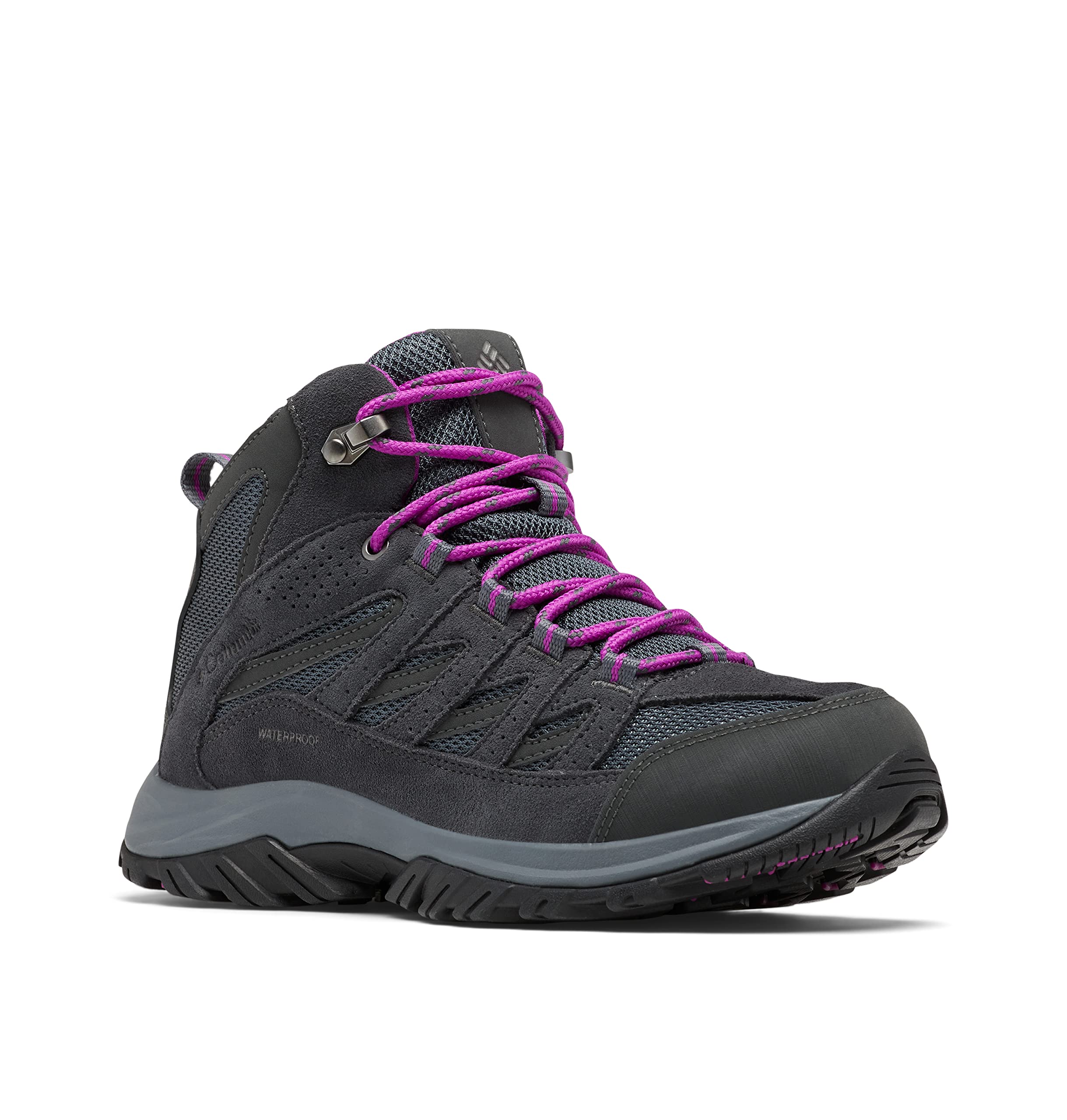 Columbia Womens Crestwood Mid Waterproof Boot Hiking Shoe, Graphite, Bright Plum, 9 US