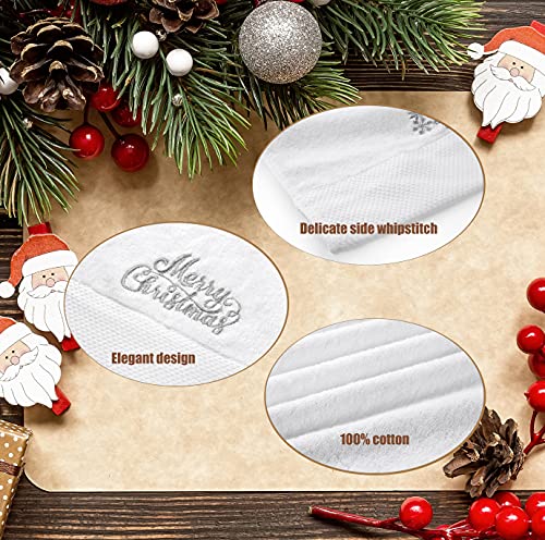 2 Pack Christmas Hand Towels 100% Cotton Embroidered Premium Luxury Decor Bathroom Decorative Dish Towels Set for Drying, Cleaning, Cooking, Holiday Towels Gift Set 13.7'' x 29.5''