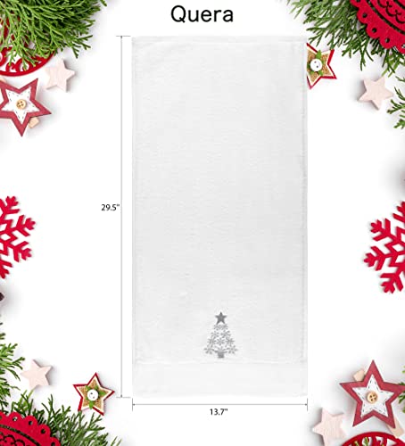 2 Pack Christmas Hand Towels 100% Cotton Embroidered Premium Luxury Decor Bathroom Decorative Dish Towels Set for Drying, Cleaning, Cooking, Holiday Towels Gift Set 13.7'' x 29.5''