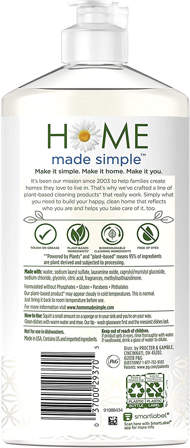 Home Made Simple Dish Soap Natural Dishwashing Liquid Plant Based, Rosemary Scent, 16 Fluid Ounce 1 Pack