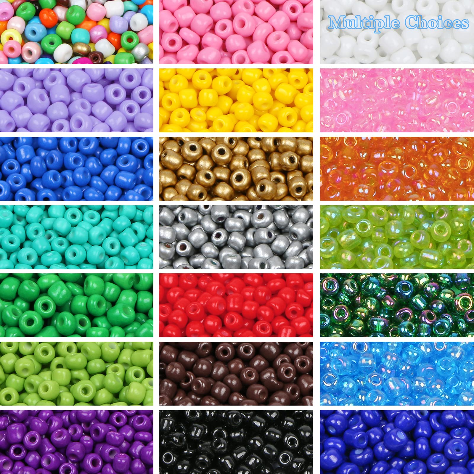 MIKIMIQI 2200pcs Glass Seed Beads Bulk, 4mm 6/0 Pony Beads Bulk for Jewelry Making Mini Spacer Beads Loose Beads Craft Small Glass Seed Beads for DIY Bracelet Wrist (White)