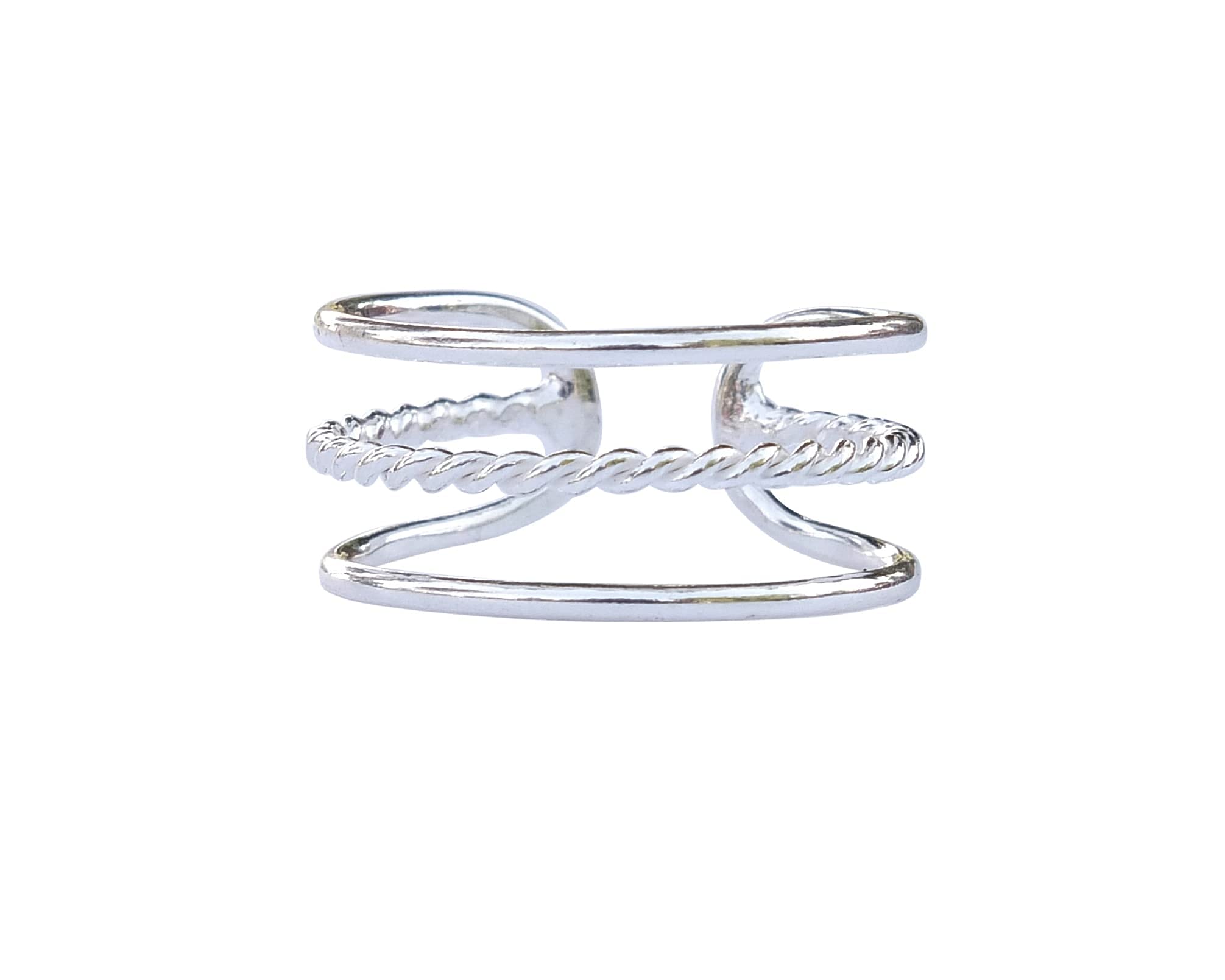 Handmade Silver Triple Band Adjustable Toe Ring, 925 Sterling Silver, Classic 3 Row Dainty Open Toe, Pinky or Knuckle Rings for Women, By MiYa Jewelry Creations