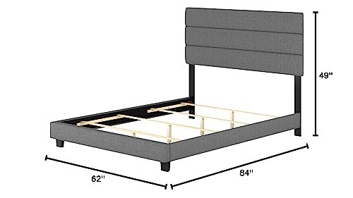 Boyd Sleep Ravenna Gray Linen Queen Size Fully Upholstered Platform Bed Frame with Adjustable Headboard - Easy Assembly, Noise Free, Modern Design, Durable & Sturdy Mattress Support
