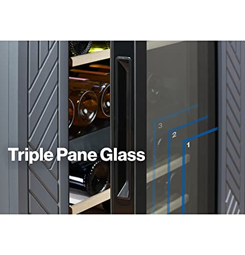 Haier Wine Cooler & Beverage Refrigerator | Mini Wine Fridge Complete With Dual-Zone Temperature Control, Triple-Pane Glass, Door Alarm & LED Interior Lighting | Fits 44 Wine Bottles | Black