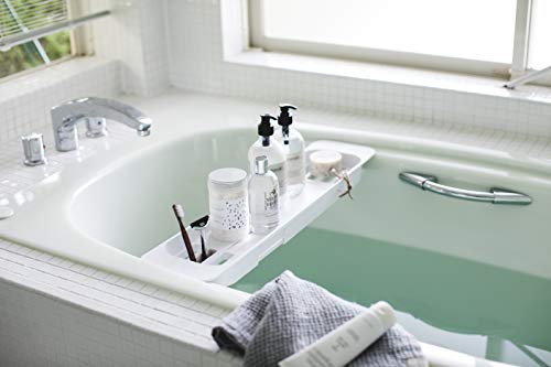 Yamazaki Home Tower Expandable Bathtub Caddy β Bathroom Tray Table Holder., White