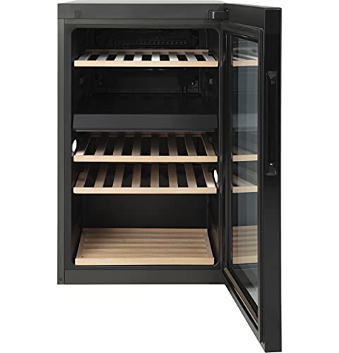 Haier Wine Cooler & Beverage Refrigerator | Mini Wine Fridge Complete With Dual-Zone Temperature Control, Triple-Pane Glass, Door Alarm & LED Interior Lighting | Fits 44 Wine Bottles | Black