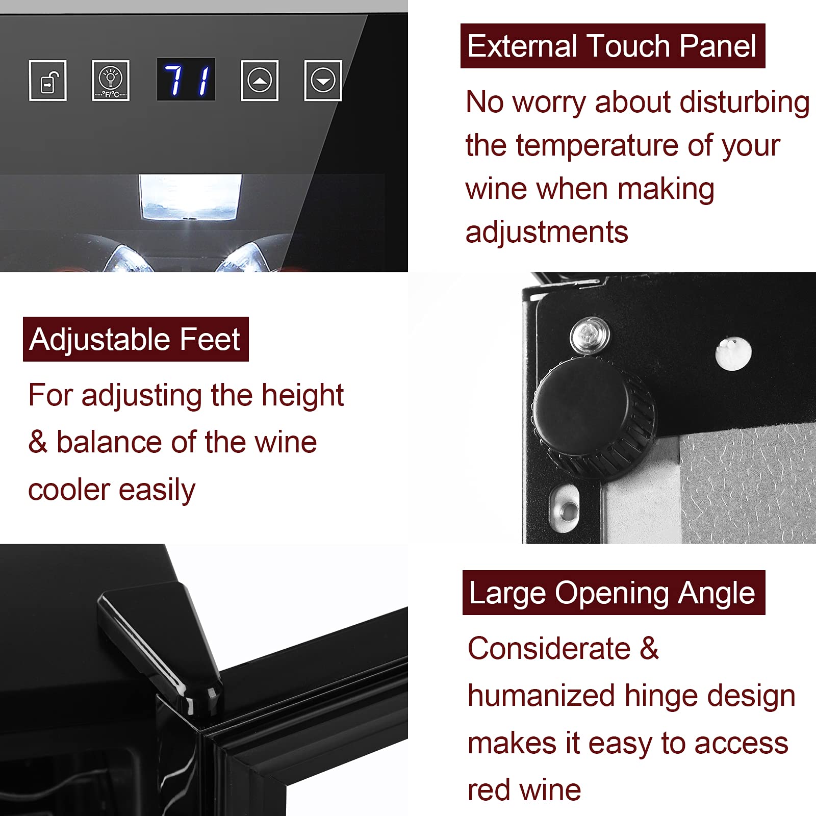 12 Bottle Wine Cooler Refrigerator Inverter Compressor Wine Fridge Cabinet for Countertop or Table Home Freestanding with Lock,Quiet Operation Adjust Temperature 41°F-64°F Small Cooling Wine Cellar for Alcohol Drinks With Digital Touch Display