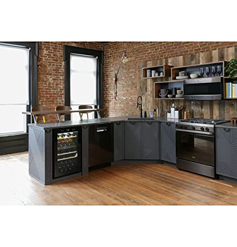 Haier Wine Cooler & Beverage Refrigerator | Mini Wine Fridge Complete With Dual-Zone Temperature Control, Triple-Pane Glass, Door Alarm & LED Interior Lighting | Fits 44 Wine Bottles | Black
