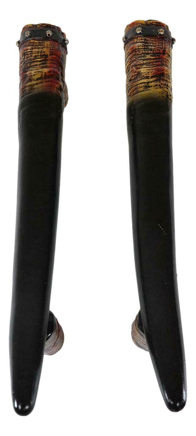 New Set of 2 Rustic Western Buffalo Bison Ox Cattle Horns Barn Door Bar Pull Handles EB-5734GIF Unique Home Décor Birthdays InnaBest