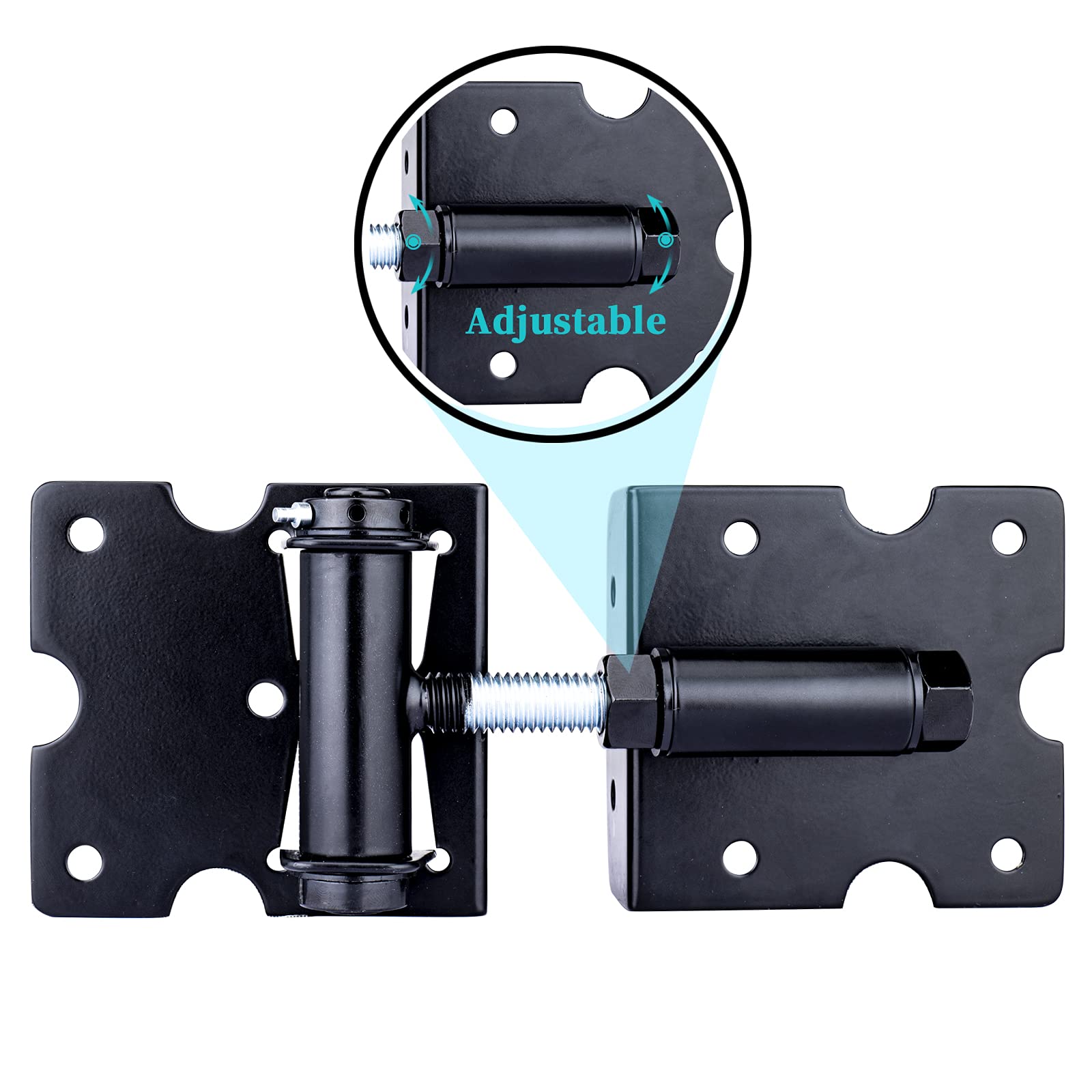 Bordersmover Self Closing Gate Hinges, Heavy Duty for Vinyl/Wood/Metal Fence, Pack of 2, with Slef-Tapping Screws and Adjuster Tool