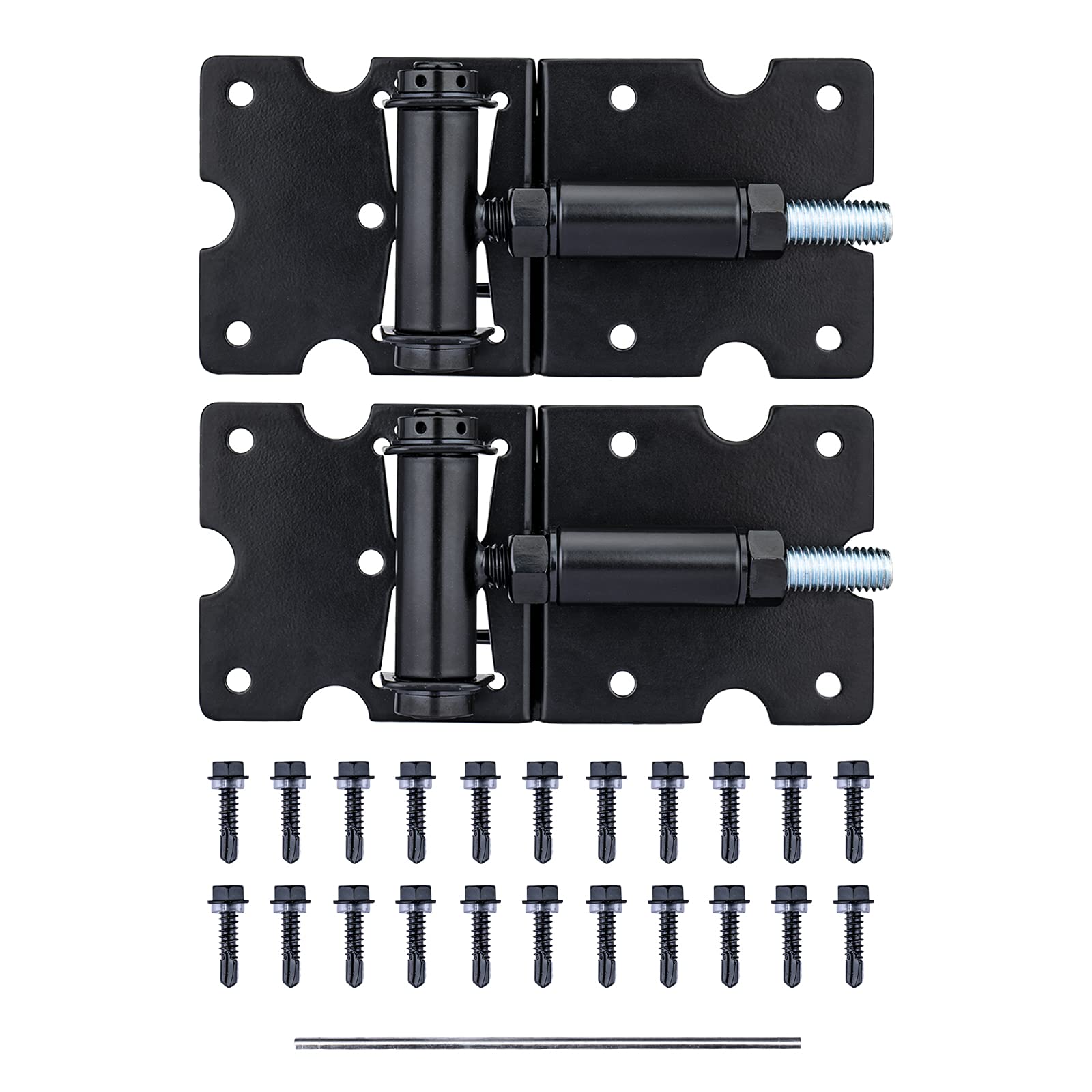 Bordersmover Self Closing Gate Hinges, Heavy Duty for Vinyl/Wood/Metal Fence, Pack of 2, with Slef-Tapping Screws and Adjuster Tool