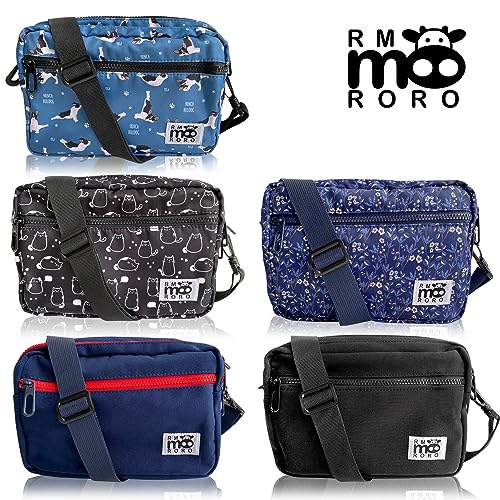 RMMOORORO Water Resistant Messenger Bag With Detachable Strap Crossbody Sling Purse Multi Pockets for hiking travel sports Black