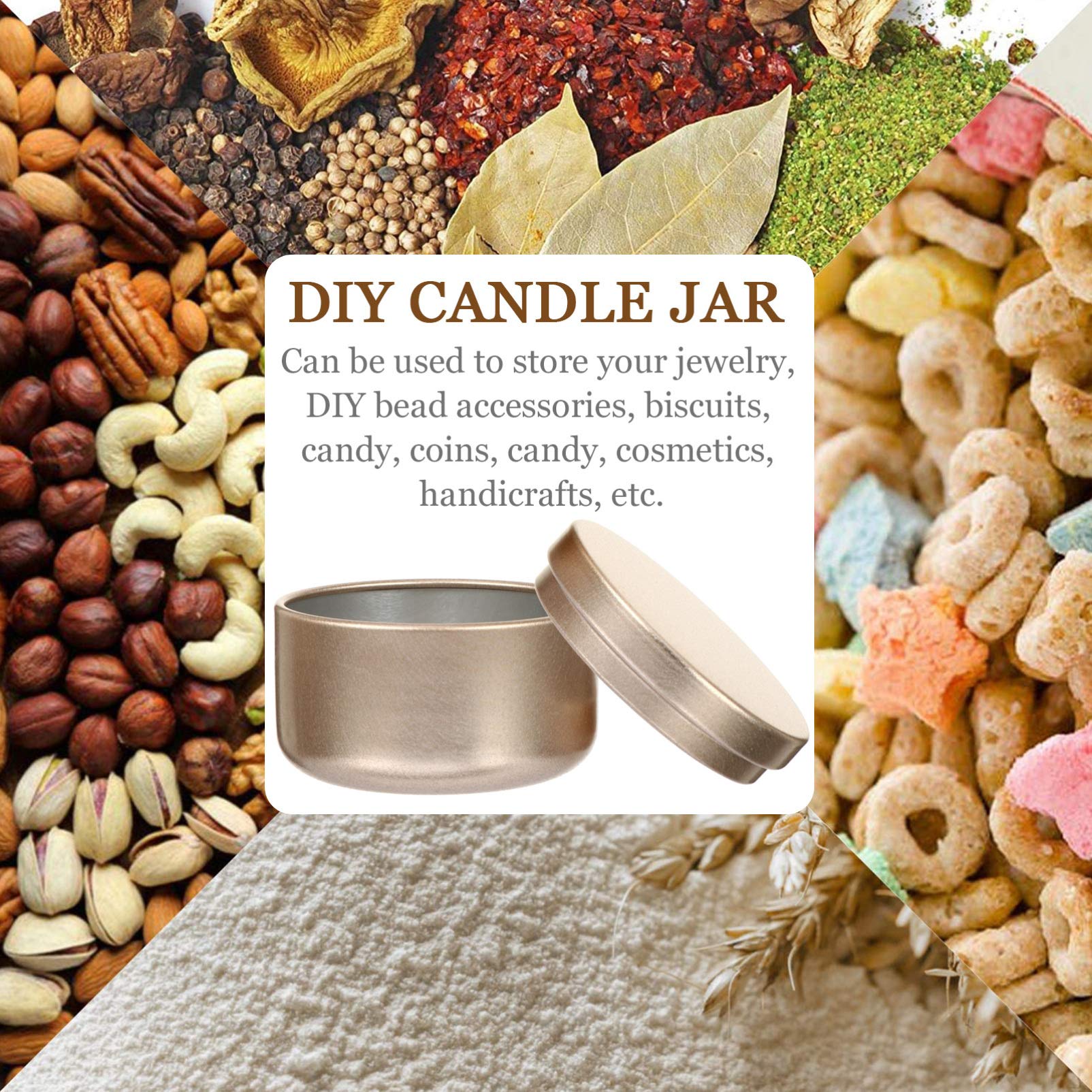 12pcs Metal Candle Tins Scented Candle Tin Sealing Tea Canister Storage Jar Candy Storage Container Iron Candle Jar DIY Candle Tins Golden 1