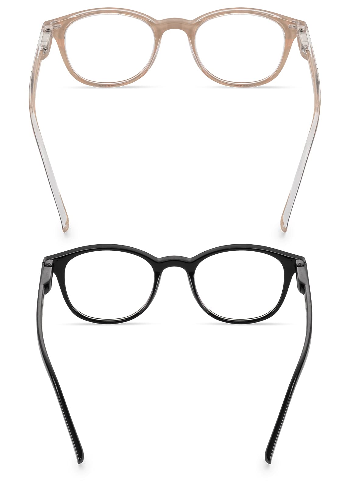 Rae Dunn "ELIZA Blue Light Blocking Reading Glasses - 2 Pack w/LOOK CLOSELY Signature Font Hard Case (Glossy Standard Tortoise/Glossy Jet Black, +0.0)
