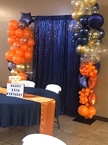 WISPET Navy Blue Sequin Backdrop Curtains 2 Panels 2FTx8FT Glitter Navy Blue Drapes Photo Backdrop Party Wedding Baby Shower Backdrops Sparkle Photography Background Curtains