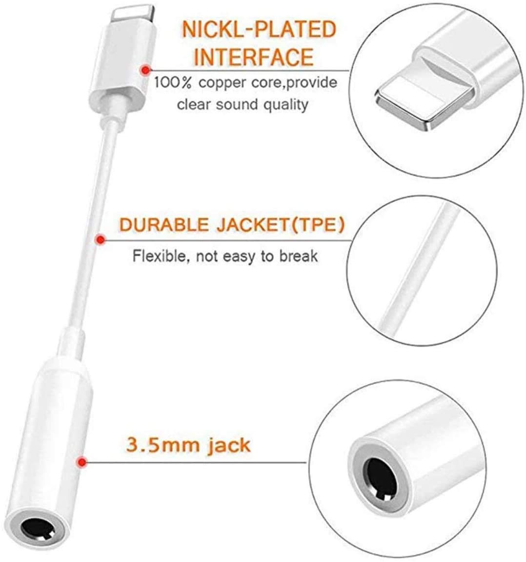 Belcompany 3 Pack Lightning to 3.5 mm Headphone Jack Adapter iPhone Headphones Adapter,MFi Certified iPhone Audio Dongle Cable Earphones Headphones Converter for iPhone iPad iPod