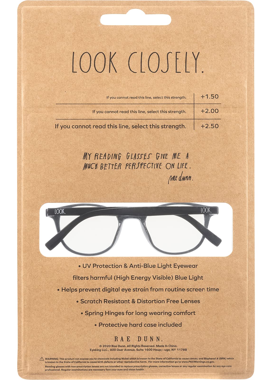 Rae Dunn "ELIZA Blue Light Blocking Reading Glasses - 2 Pack w/LOOK CLOSELY Signature Font Hard Case (Glossy Standard Tortoise/Glossy Jet Black, +0.0)