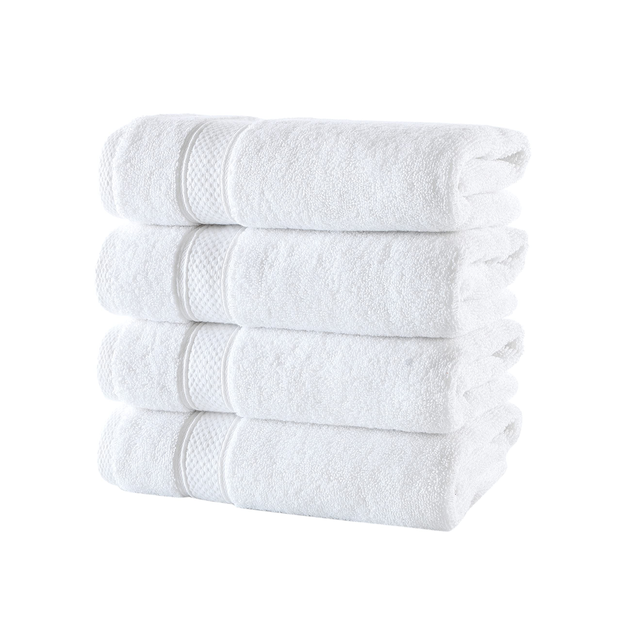 NOVA Luxury Linen - Hotel Quality Turkish Towel Set for Bathroom (4 Pcs Hand Towel Set, Pure White)