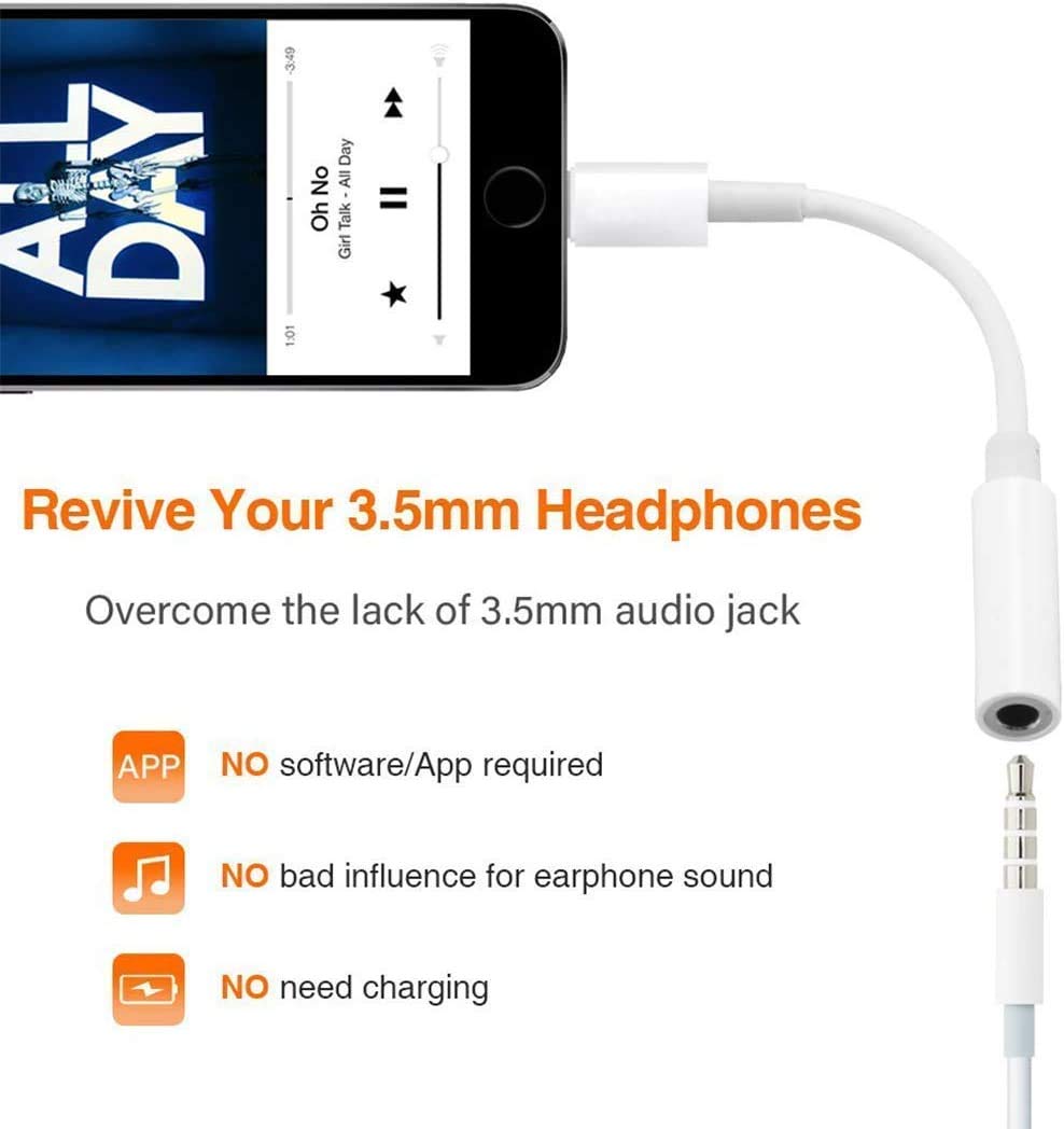 Belcompany 3 Pack Lightning to 3.5 mm Headphone Jack Adapter iPhone Headphones Adapter,MFi Certified iPhone Audio Dongle Cable Earphones Headphones Converter for iPhone iPad iPod